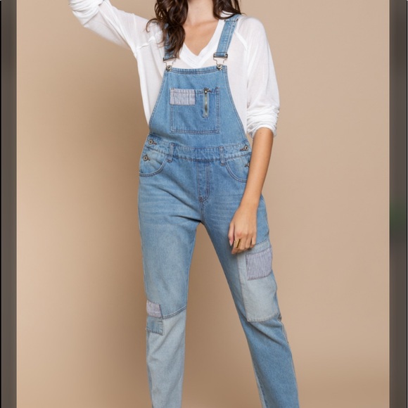 POL | Jeans | New Pol Unique Patchwork Overalls Denim Jeans | Poshmark